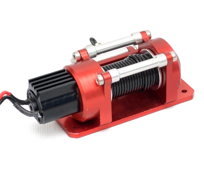 1/10 Scale Crawler Functional Alloy Winch Red
