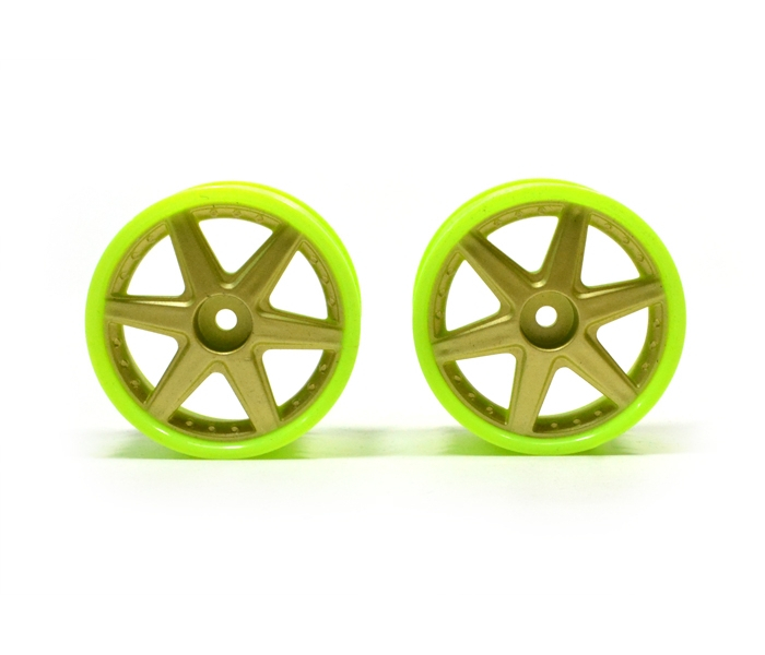 6-spoke Green Outer Ring Wheel Set (2pcs) For 1/10 RC Car (9mm Offset)