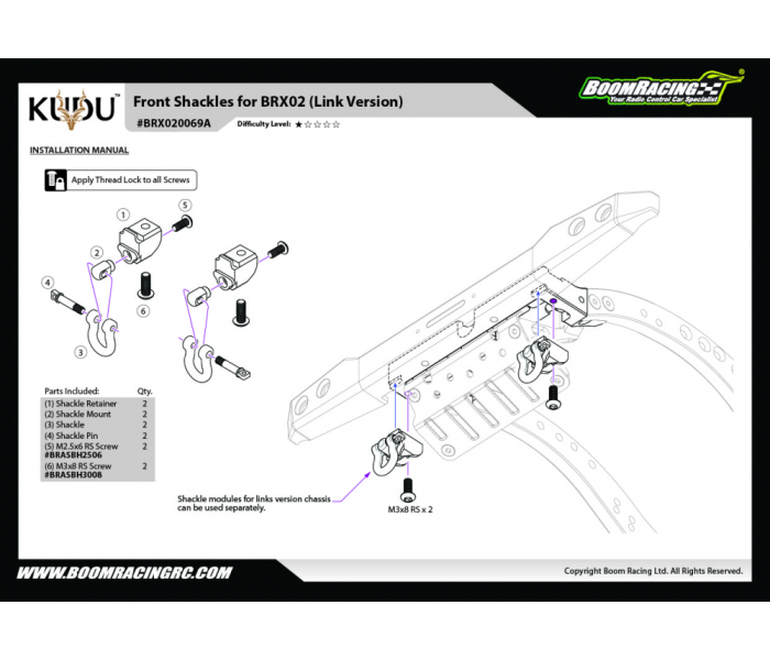 KUDU™ Front D-Ring Shackle & Retainer for BRX02 Link Version