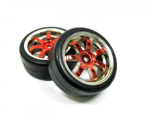 Shop Outer Ring Wheel & Tire Set 7-Spoke For 1/10 Red | BoomRacing.com